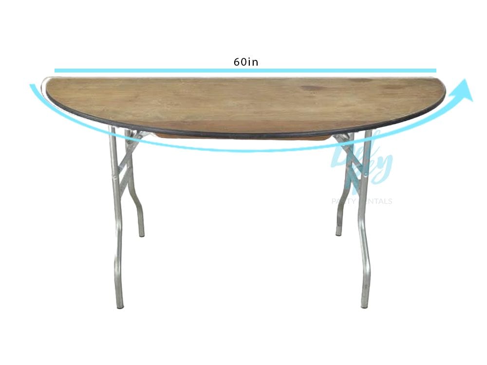 60 Inch Half Round Table | Table Rental | Party Rental | Half Table